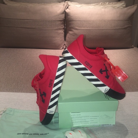 Off-White | Shoes | Offwhite Vulcanised Low Top Red 28 Release | Poshmark